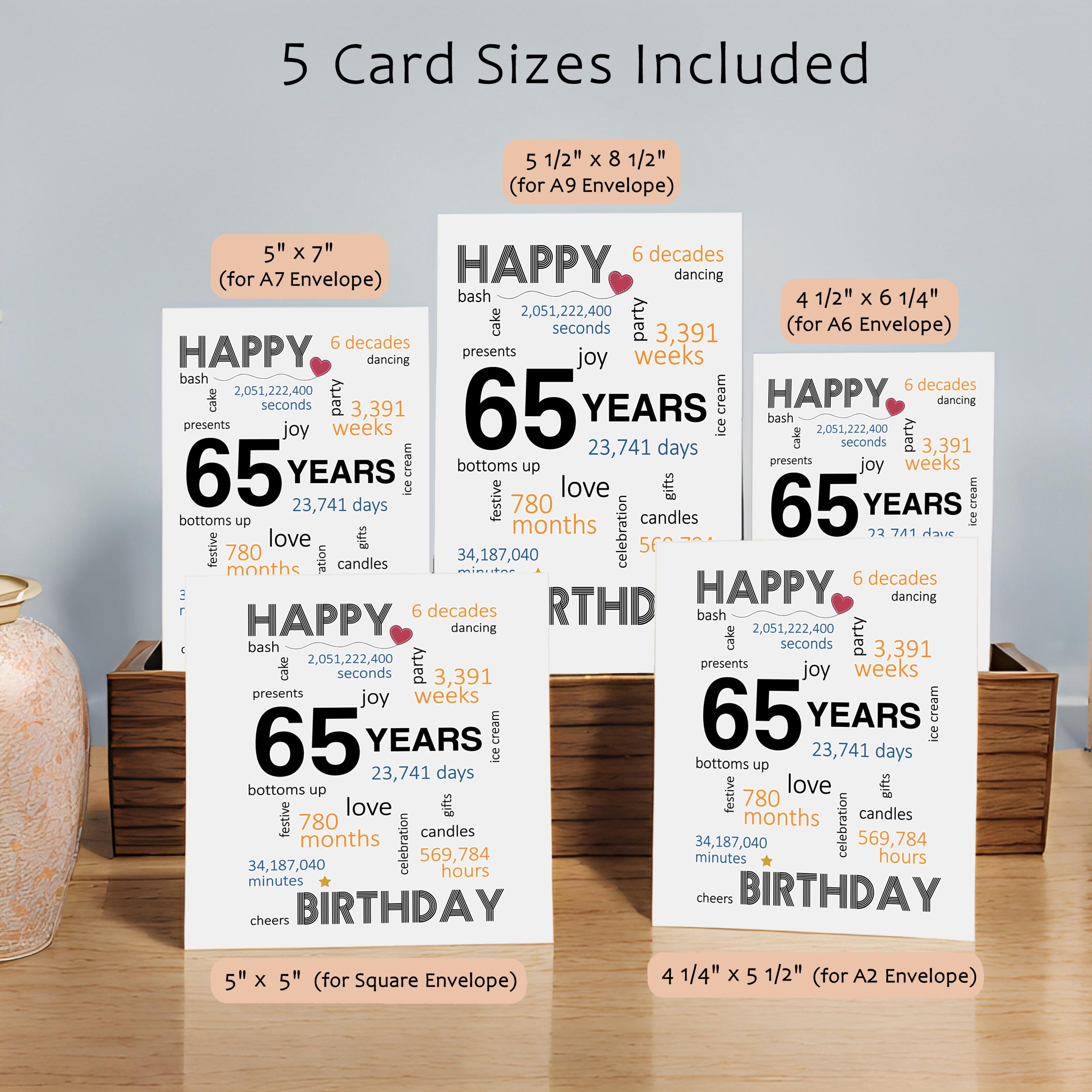 65th Birthday Card: Milestone Celebration (5 PDF Cards) - Etsy