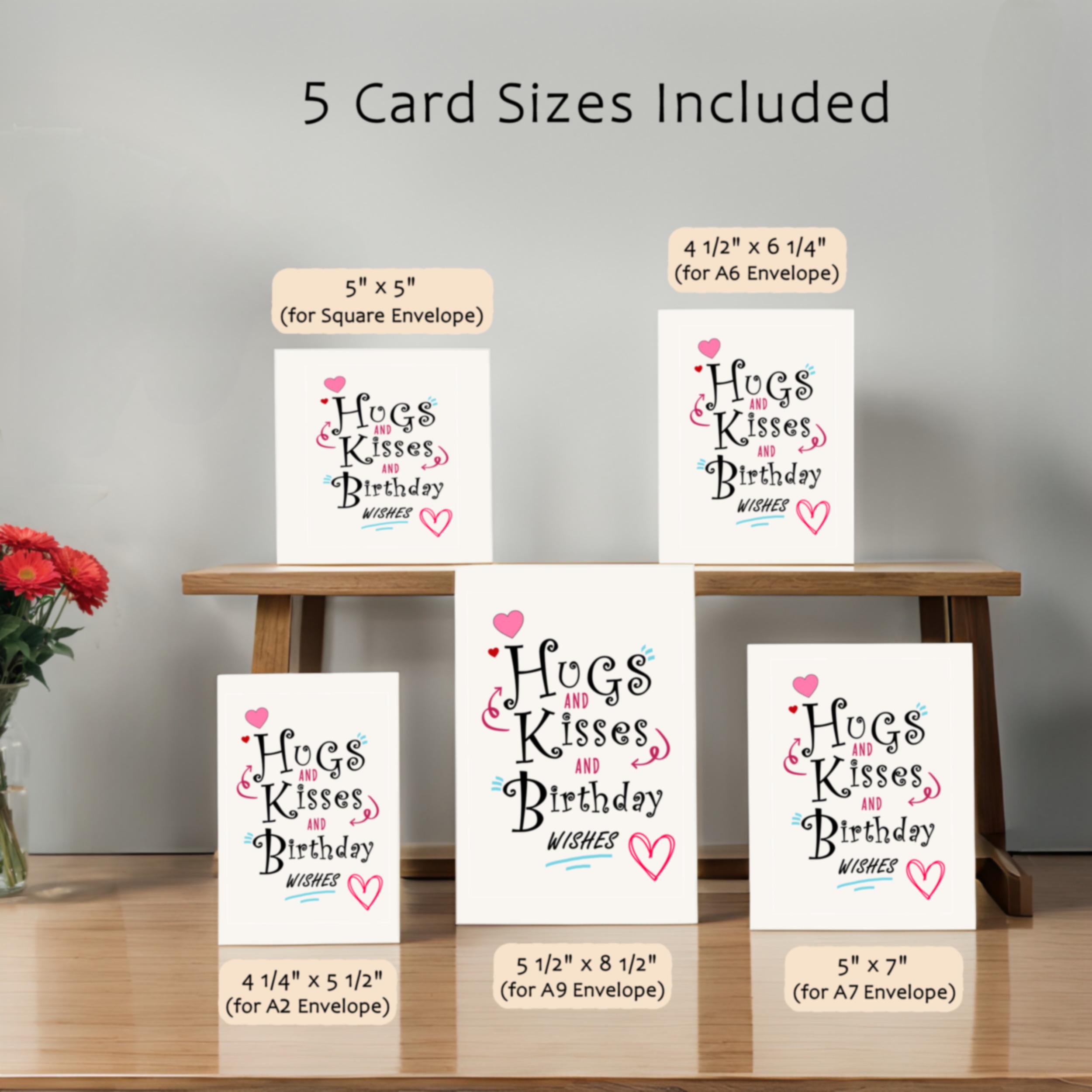 PRINTABLE Happy Birthday Card Hugs and Kisses and Birthday Wishes Happy ...