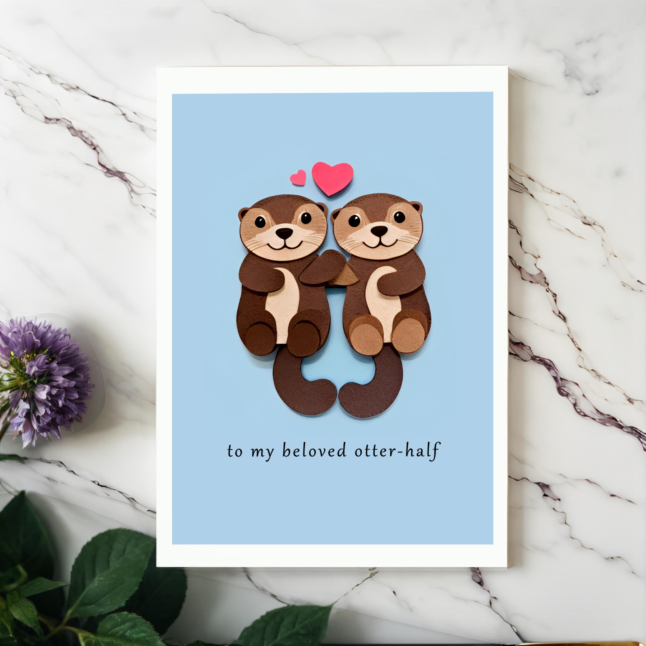 Significant Otter Card, Printable Happy Anniversary Card, Love You Card ...