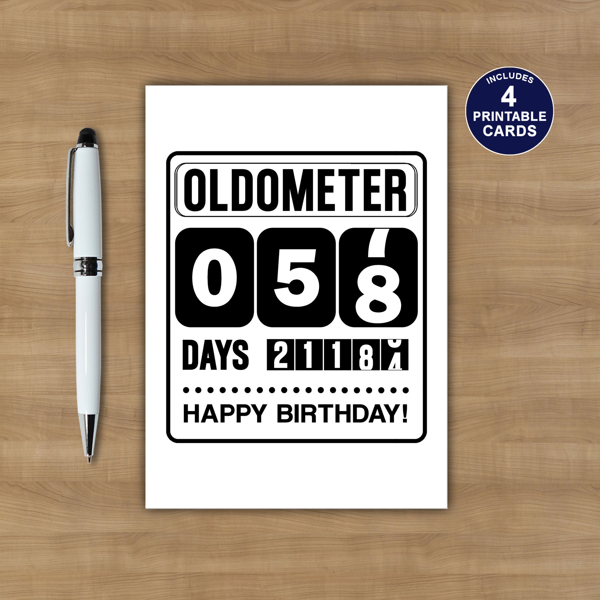 Printable 58th Birthday Oldometer Card 58th Birthday - Etsy