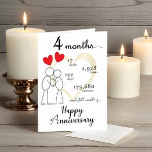 4 Month Anniversary Card Printable, Milestone Gift (PDF) - Etsy