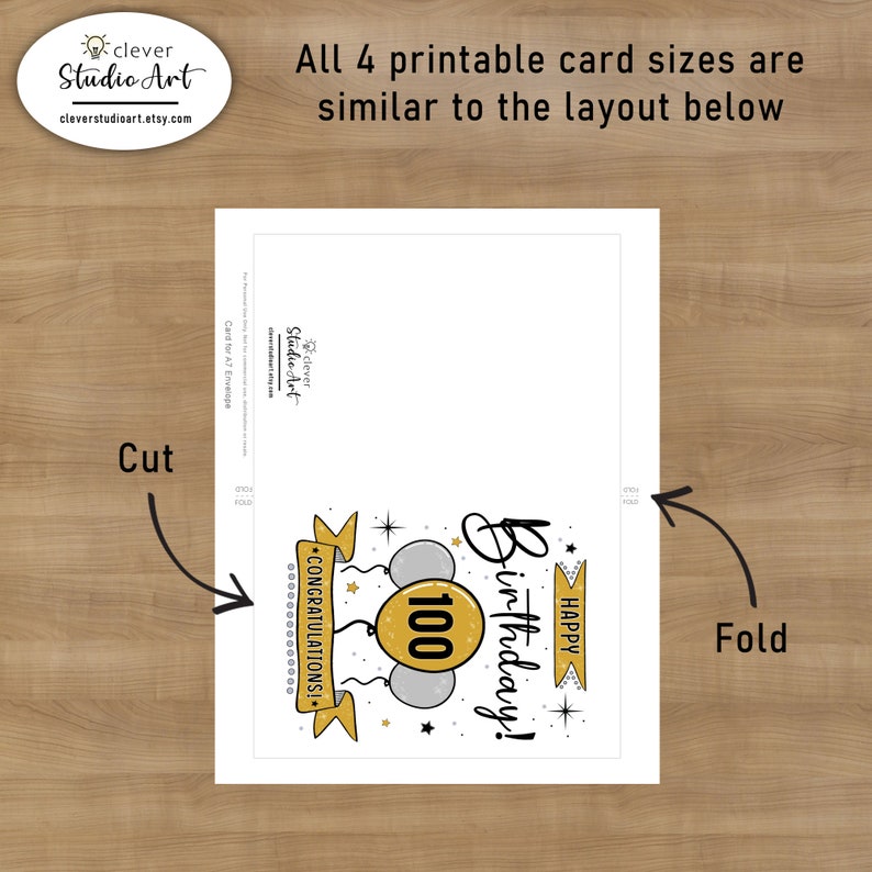 Printable 100th Birthday Card Happy 100th Birthday Card Happy 100th ...