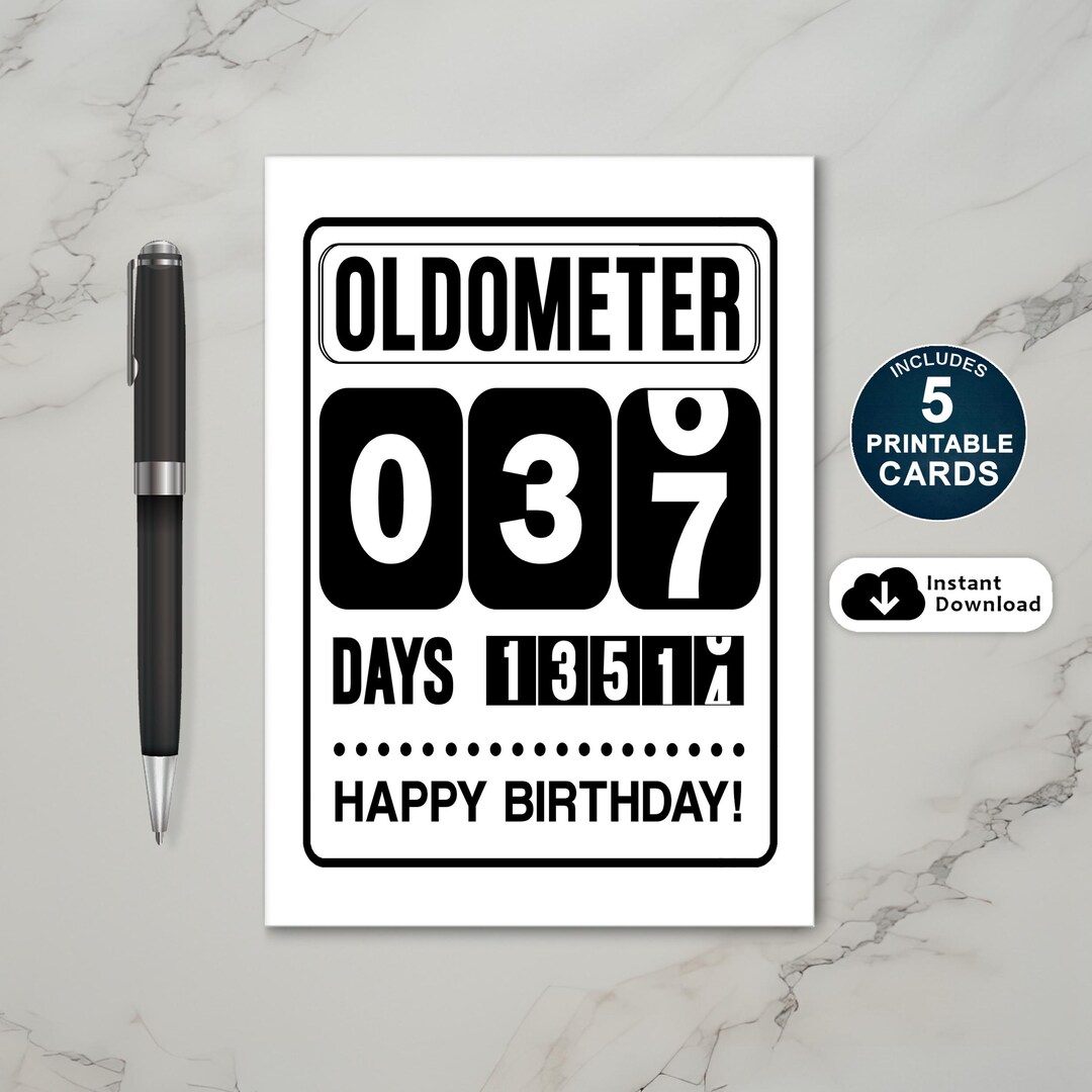 37th Birthday Card: Funny Oldometer Design (printable PDF) - Etsy