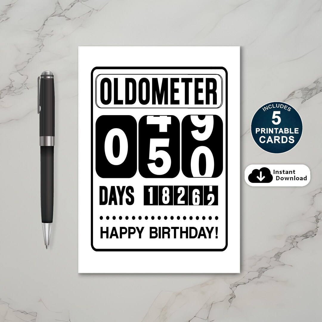 50th Birthday Card: Funny Oldometer Design (printable PDF) - Etsy