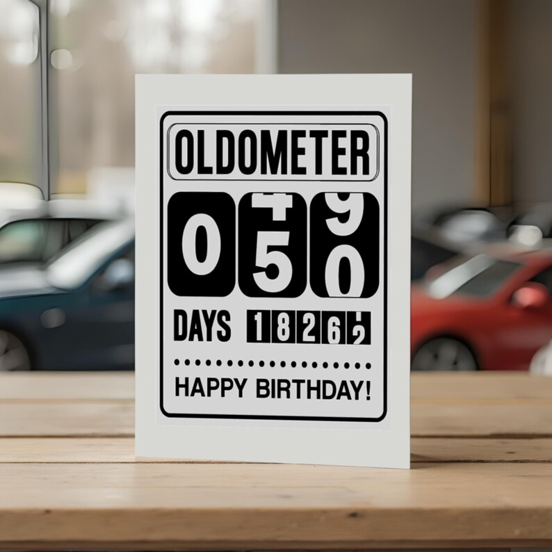 50th Birthday Card: Funny Oldometer Design (printable PDF) - Etsy