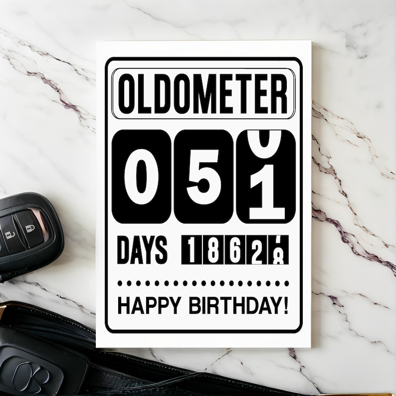 51st Birthday Card: Funny Oldometer Design (printable PDF) - Etsy