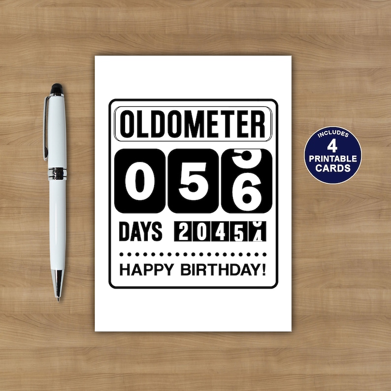 56th Birthday Card, Oldometer Birthday Card, Printable Birthday Card ...