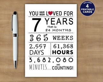 7th Birthday Card Printable - Etsy