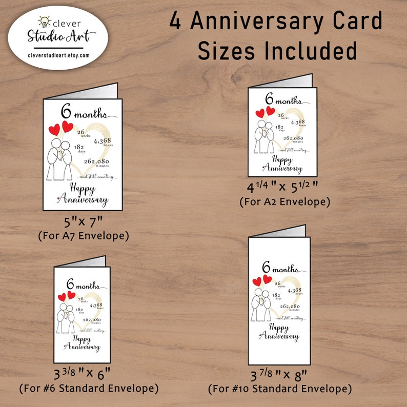 6 Month Anniversary Card Printable, Printable Anniversary Card, Six ...