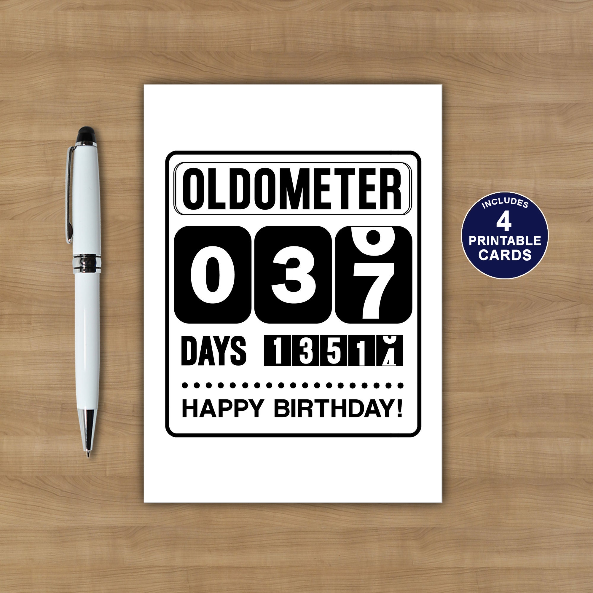 37th Birthday Card, Oldometer Birthday Card, Printable Birthday Card ...