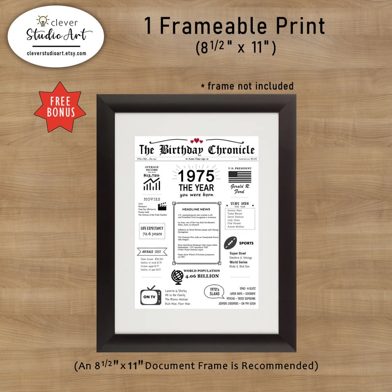 48th Birthday Card Printable 1975 the Year You Were Born - Etsy