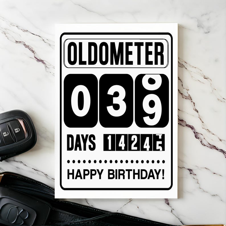 Funny 39th Birthday Card: Oldometer Design (printable PDF) - Etsy