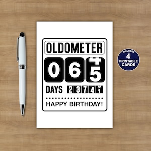 65th Birthday Card, Oldometer Birthday Card, Printable Birthday Card ...