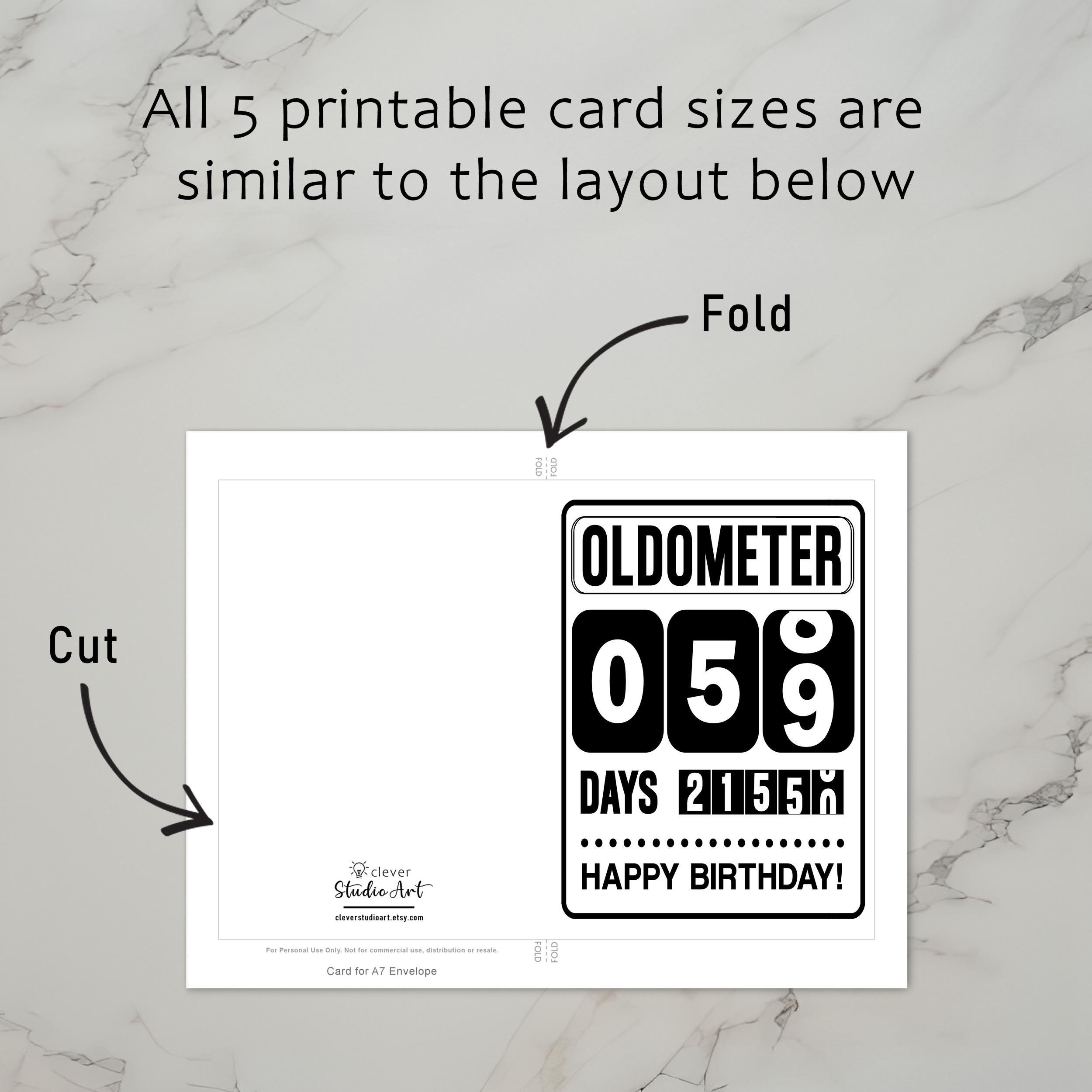 59th Birthday Card, Oldometer Birthday Card, Printable Birthday Card ...