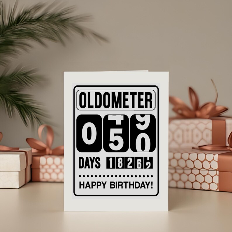 50th Birthday Card: Funny Oldometer Design (printable PDF) - Etsy