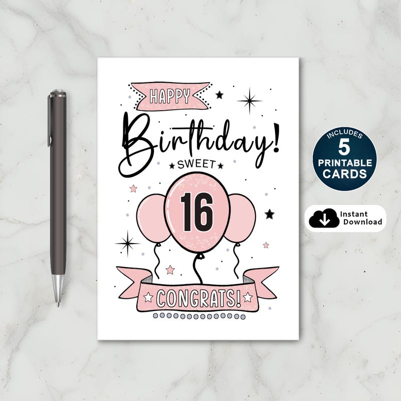 Sweet 16 Birthday Card - Etsy