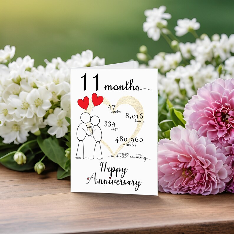 11 Month Anniversary Card Printable (5 Sizes) - Etsy