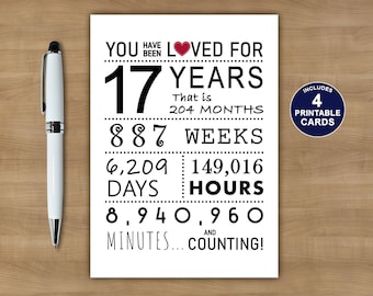 PRINTABLE 17th Birthday Card Birthday Card Printable Instant - Etsy
