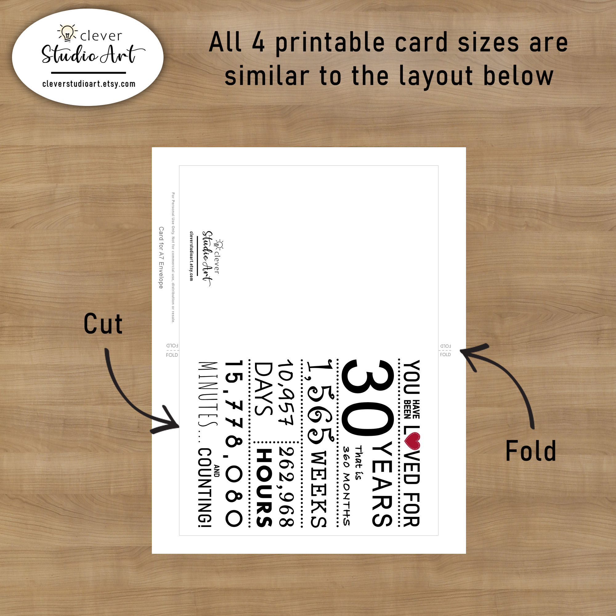 30th Birthday Card, Printable Birthday Card, You Have Been Loved 30 ...