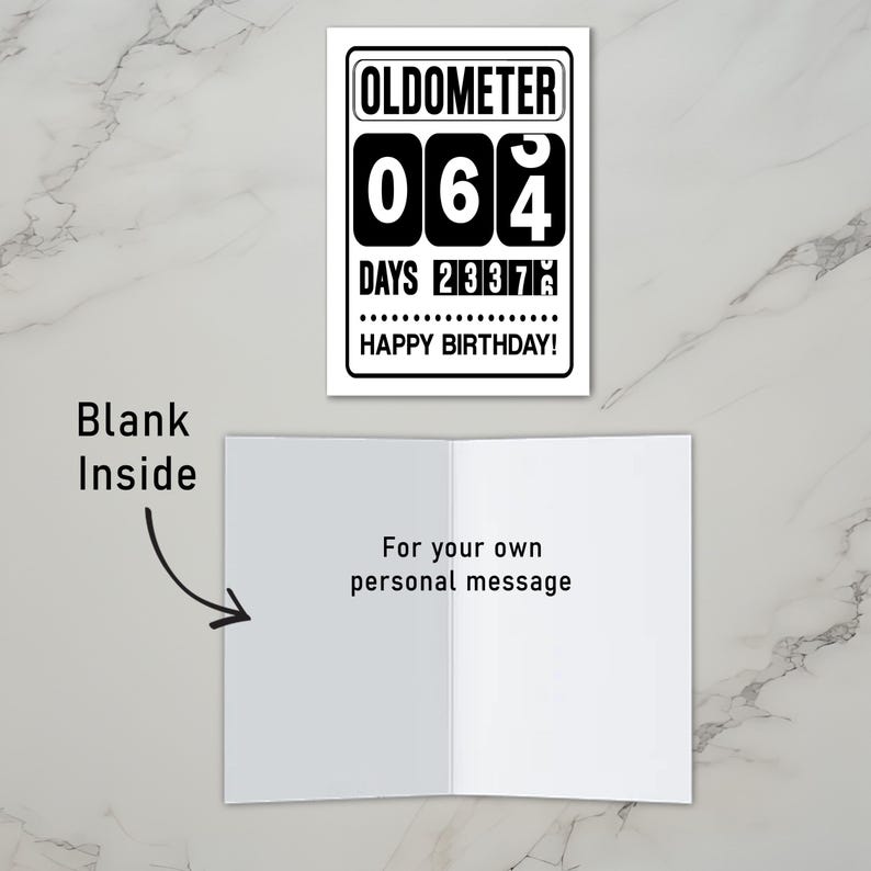 64th Birthday Card, Oldometer Birthday Card, Printable Birthday Card ...