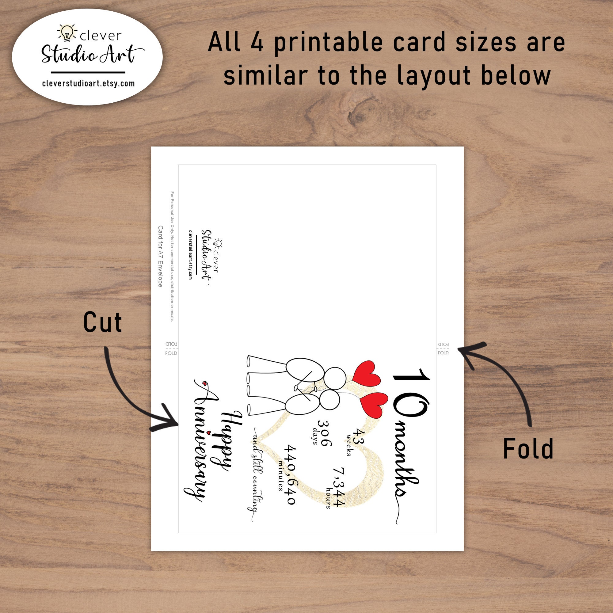 10 Month Anniversary Card Printable, Printable Anniversary Card, Tenth ...