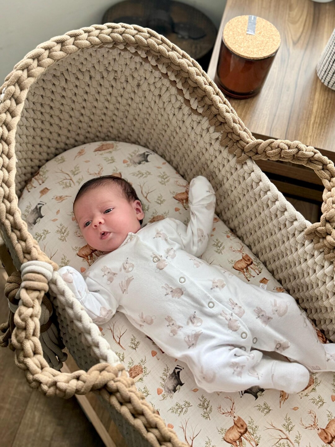 Woodland Animals Fitted Moses Basket Sheet, Woodland Baby Crib Sheet ...