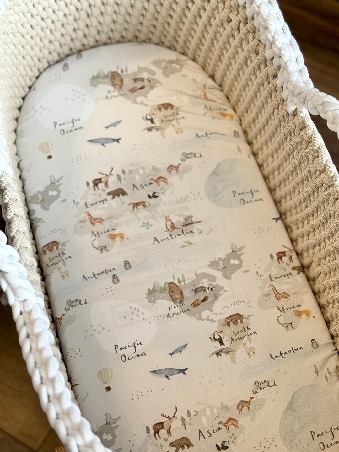 Animal Fitted Moses Basket Sheet, Animal Baby Crib Sheet, Animal World ...