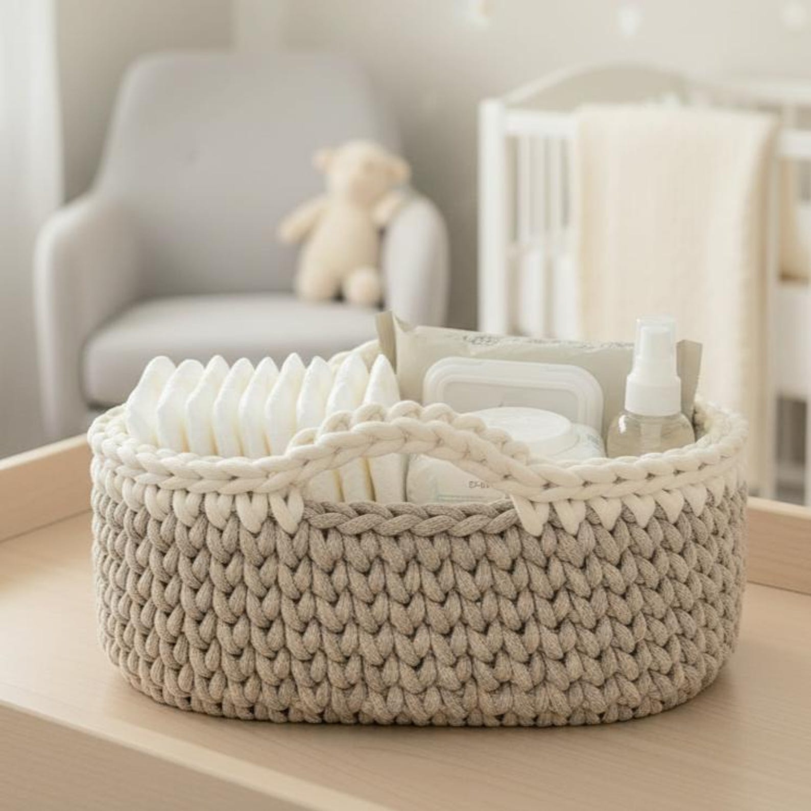 Crochet Nappy Caddy Pattern, Crochet Diaper Caddy Pattern, Crochet Oval ...