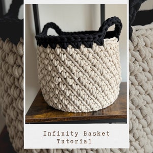 Crochet Storage Basket Pattern and Video Tutorial, Crochet Handled ...