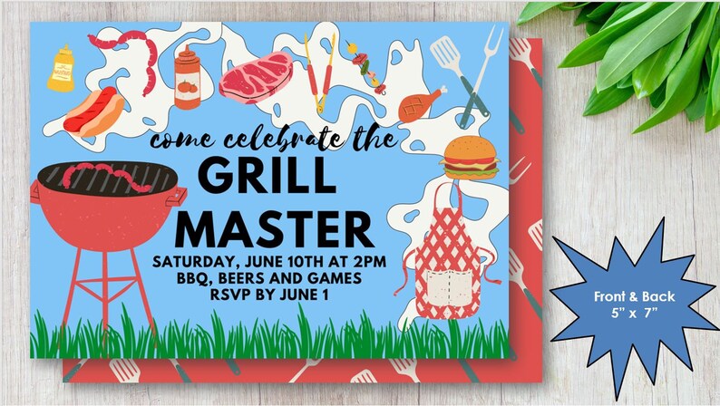 Grill Master Birthday Party Invitation; Party Invite, Summer BBQ ...