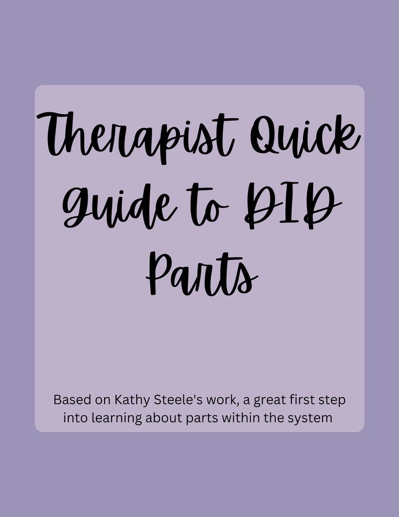 Therapist Quick Guide to DID Parts - Etsy