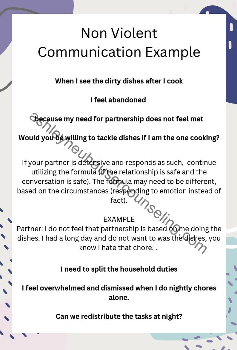 Non Violent Communication Worksheet - Etsy