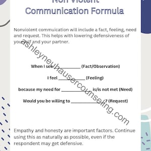 Non Violent Communication Worksheet - Etsy