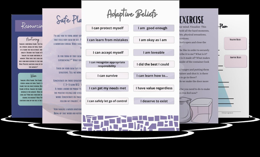 EMDR Bundle (phases, 3 Resourcing Tools, Negative and Adaptive Beliefs ...