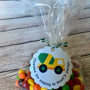 Construction Treat Bag Tags Set of 6, Favor Bag Label Custom ...