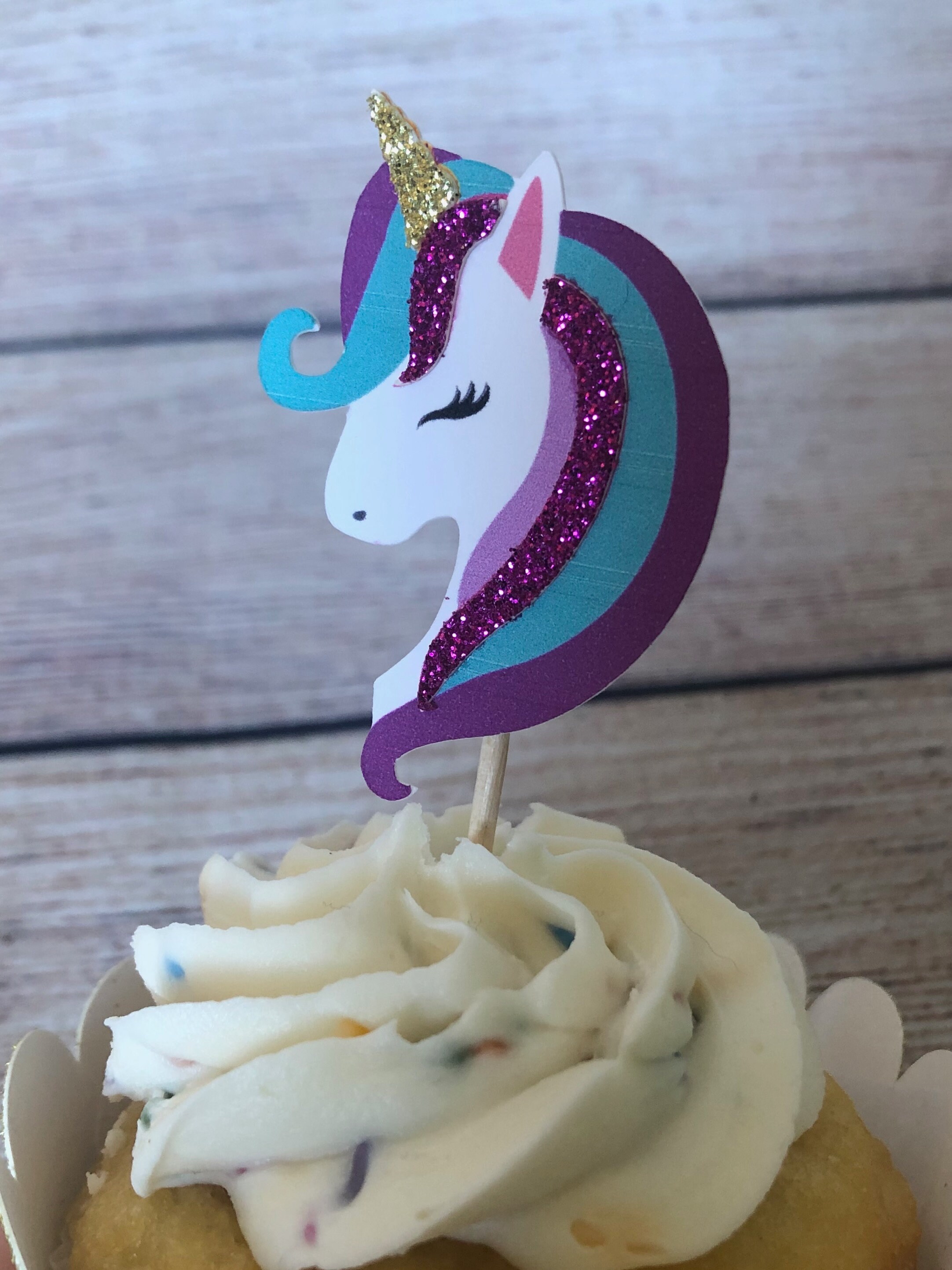 Unicorn Cupcake Topper Birthday Glitter - Etsy
