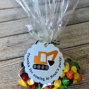 Construction Treat Bag Tags Set of 6, Favor Bag Label Custom ...