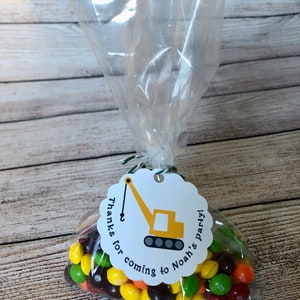 Construction Treat Bag Tags Set of 6, Favor Bag Label Custom ...