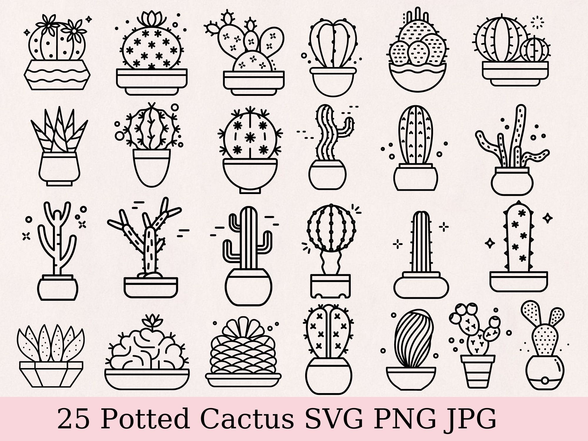 Cactus Svg Cactus Svg Bundle Cactus Png Plants Svg Potted - Etsy