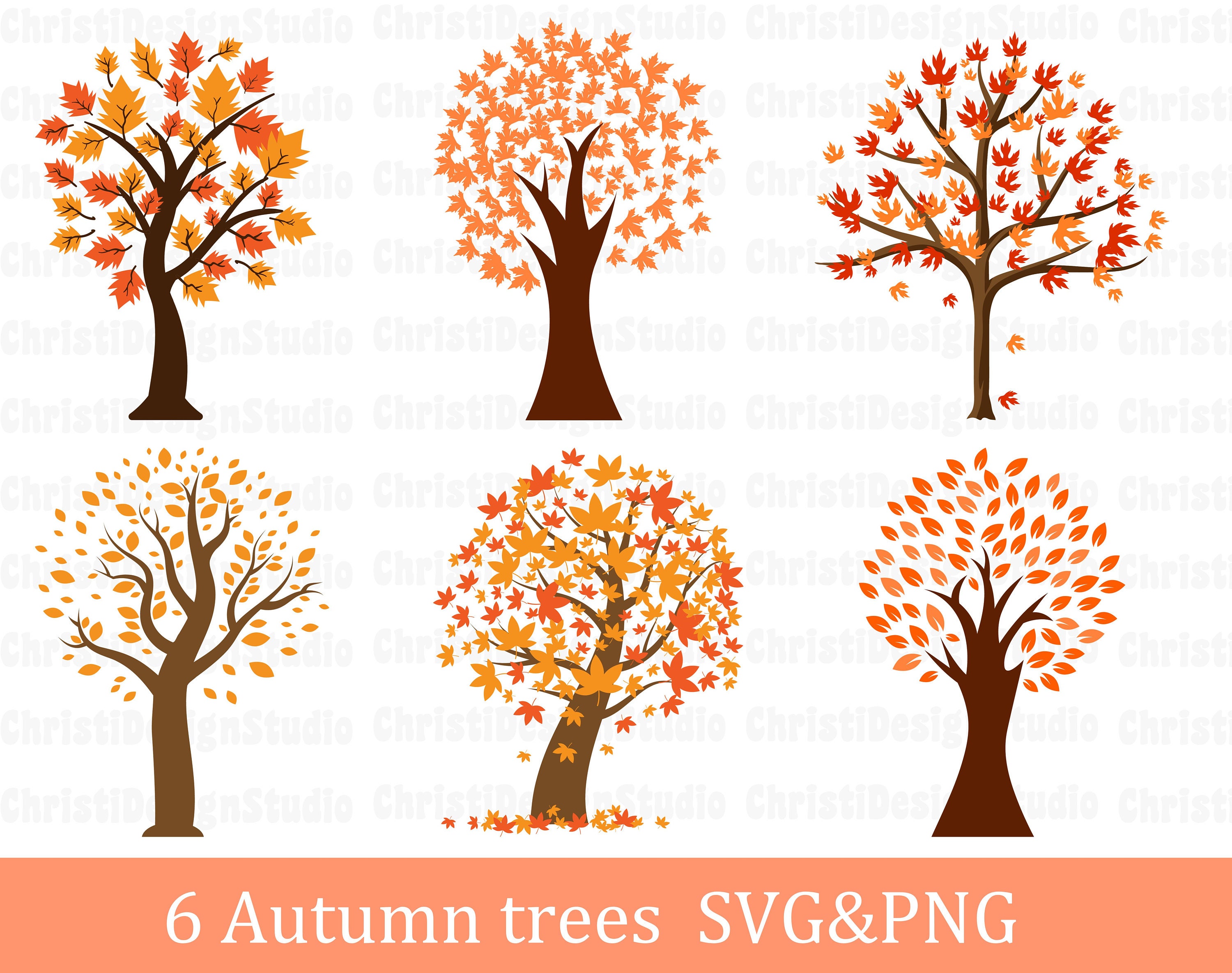 Fall Tree Bundle, Tree Svg, Autumn Tree Svg,tree Clipart, Tree Png ...