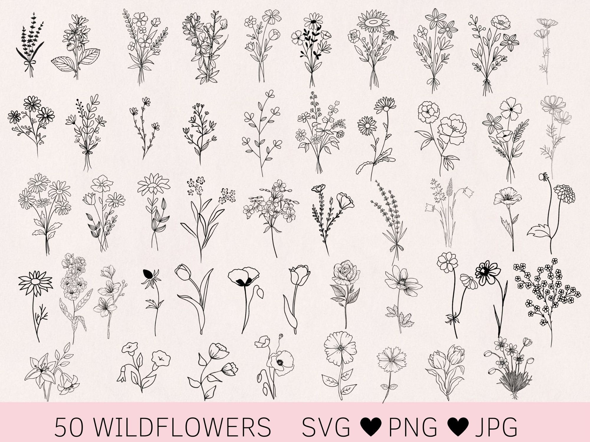 Flower Svg Wildflower Svg Flower Bouquet Svg Flower Svg - Etsy