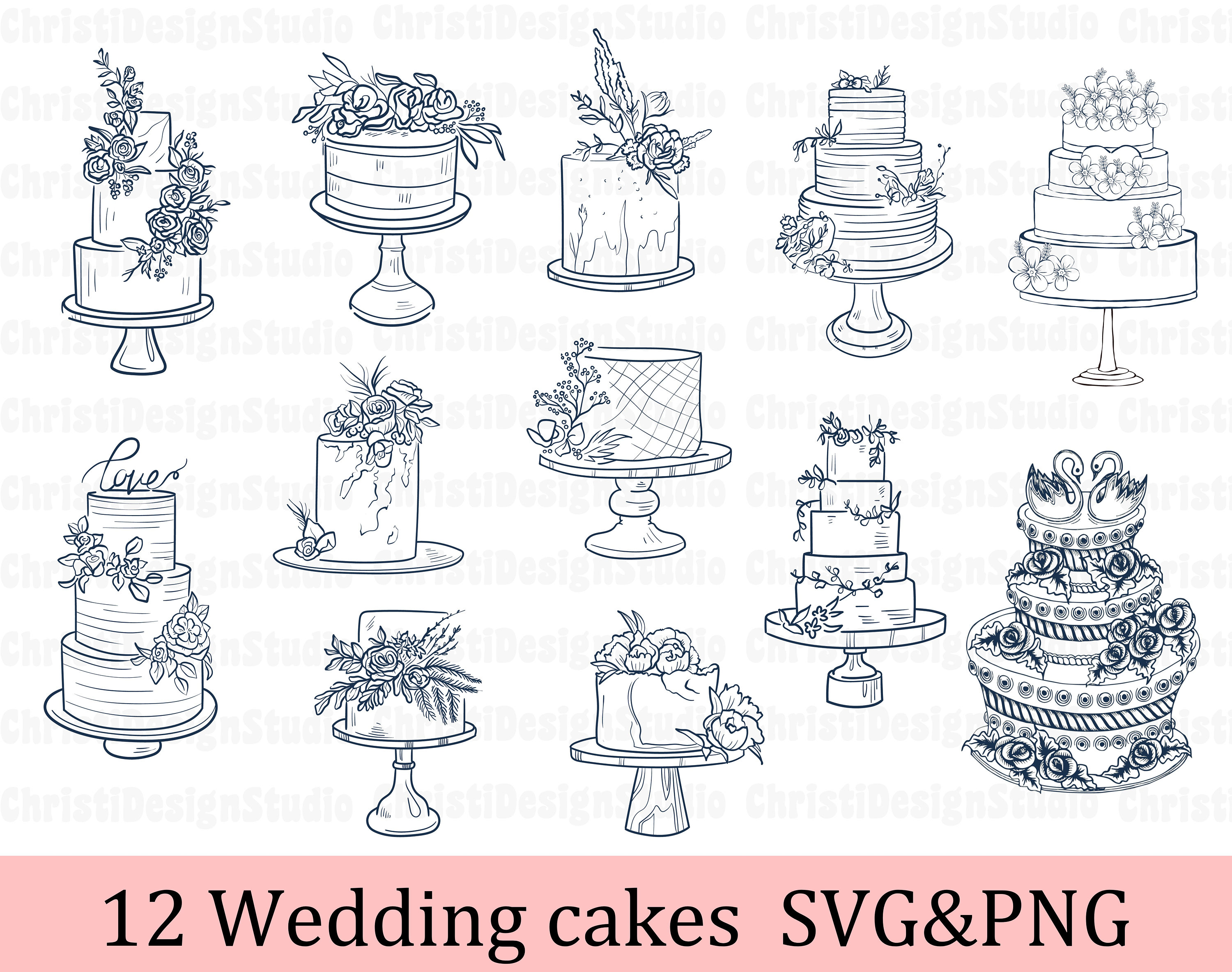 Cake Svg, Birthday Cake Svg, Cream Cake Svg, Cake Clipart, Wedding Cake ...