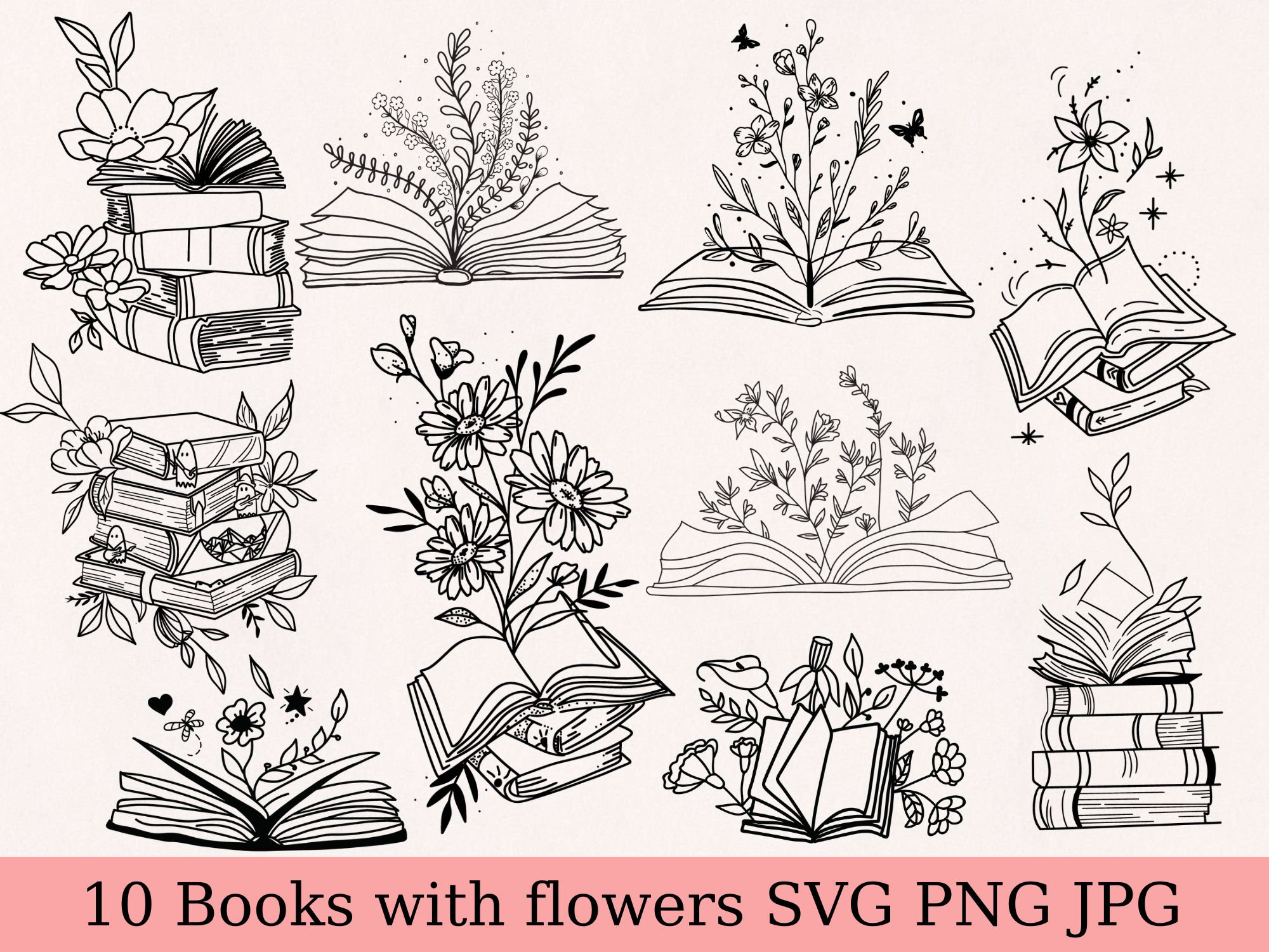 Floral Book Svg Book With Flower Svg Book Svg Flower Svg - Etsy Canada