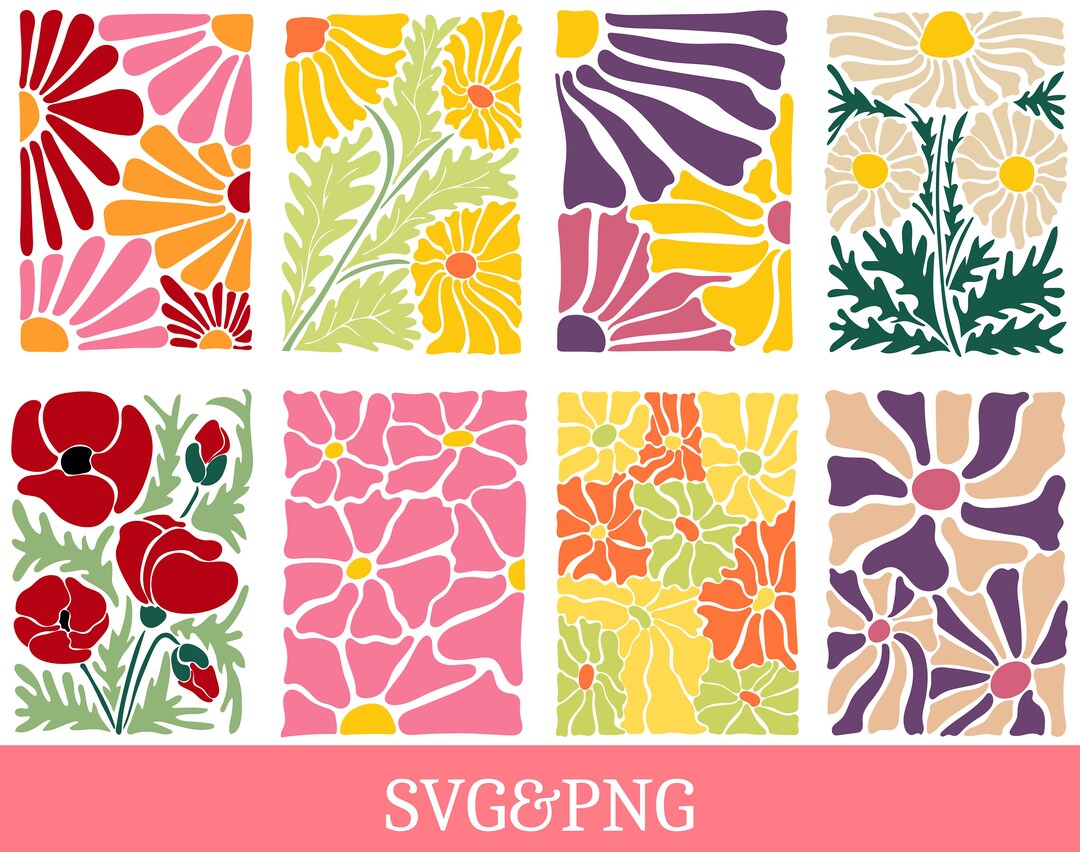 Abstract Flower Svg, Retro Flower Svg, Flower Clipart, Floral Svg, Boho ...