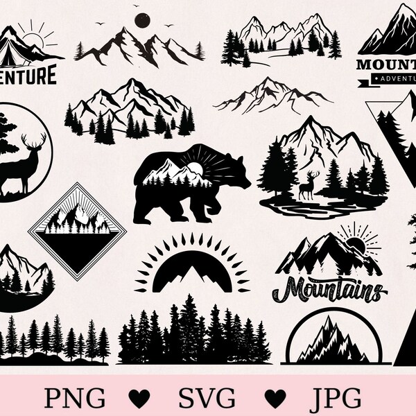 Mountains With Trees Svg - Etsy