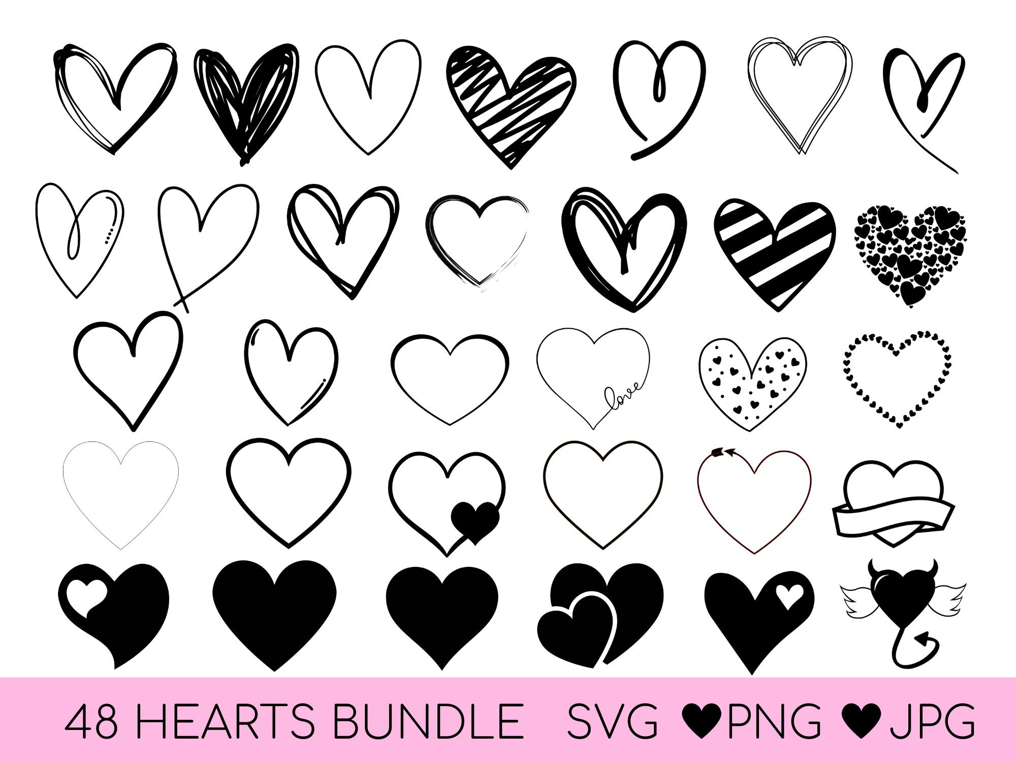 Heart Svg Heart Svg Bundle Heart Png Hand Drawn Heart Svg - Etsy