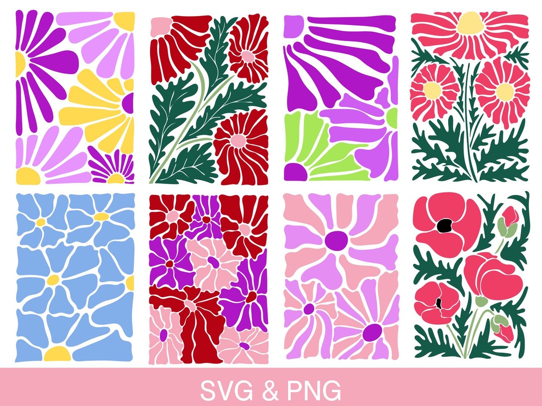 Abstract Flower Svg, Retro Flower Svg, Flower Clipart, Floral Svg, Boho ...