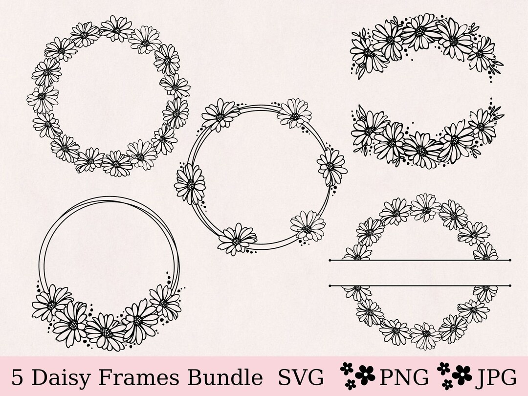 Daisy Frame Svg, Frame Bundle Svg, Circle Frame Svg, Split Monogram Svg ...