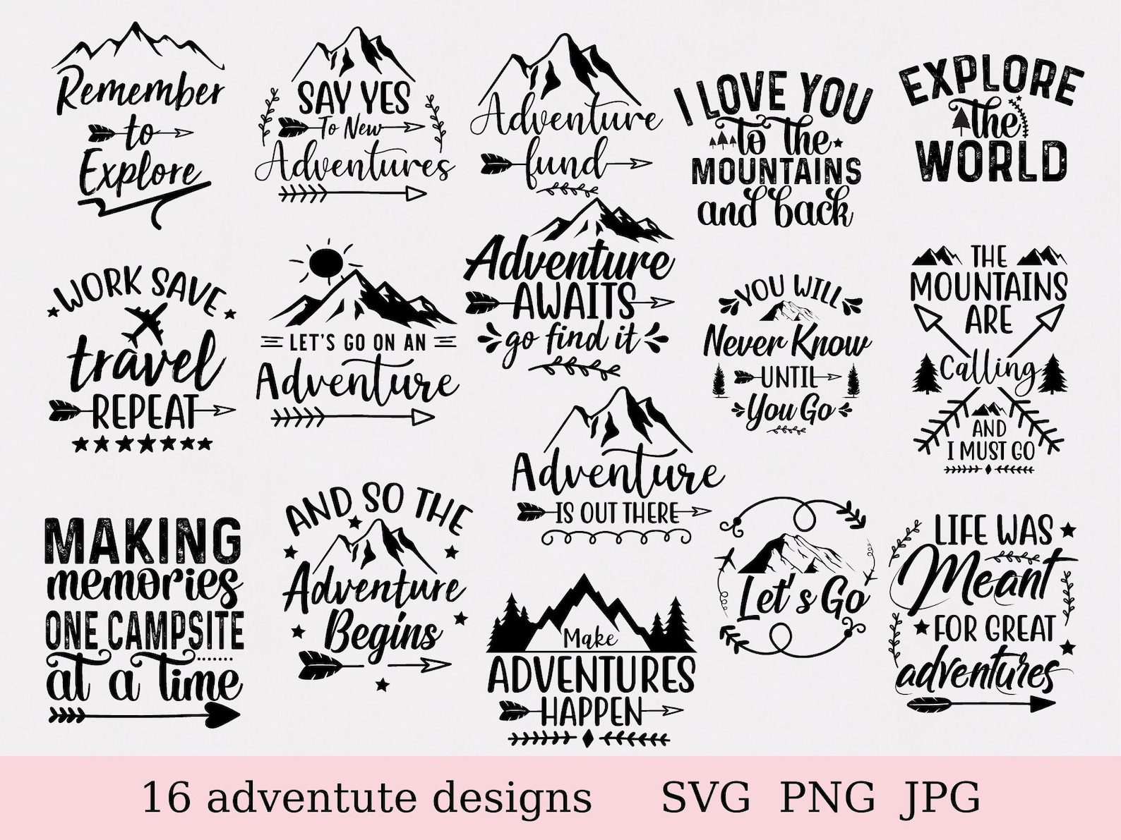Adventure Bundle Svg, Adventure Saying, Mountain Svg, Mountain Bundle ...