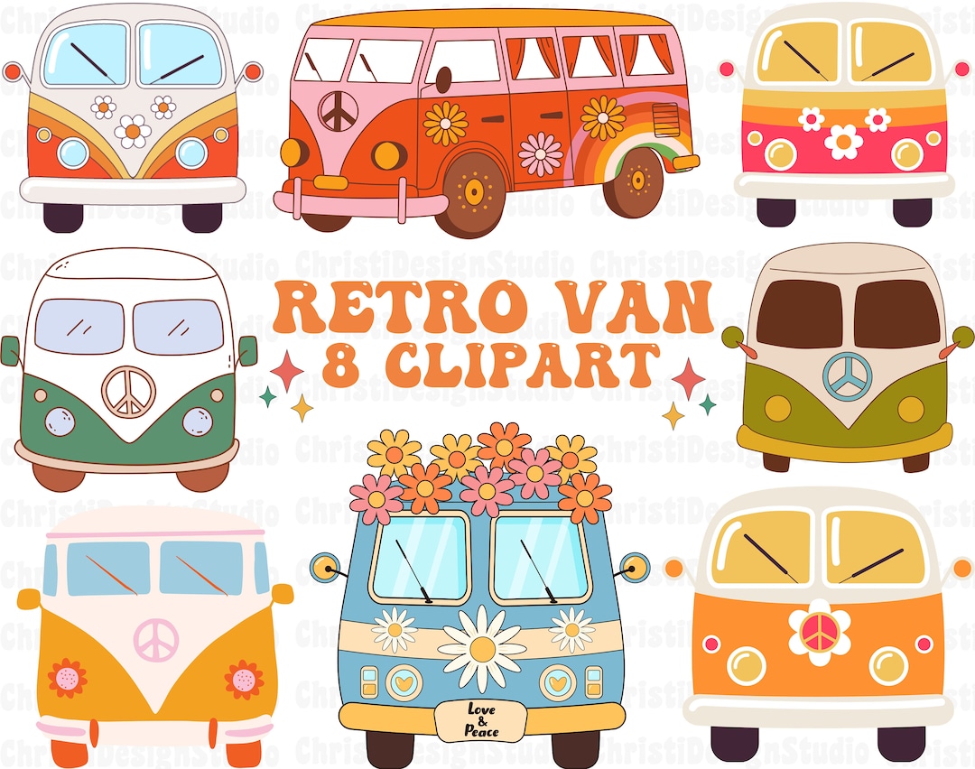 Groovy Van Clipart, Groovy Van Png, Retro Png, Groovy Png, Boho Hippie ...